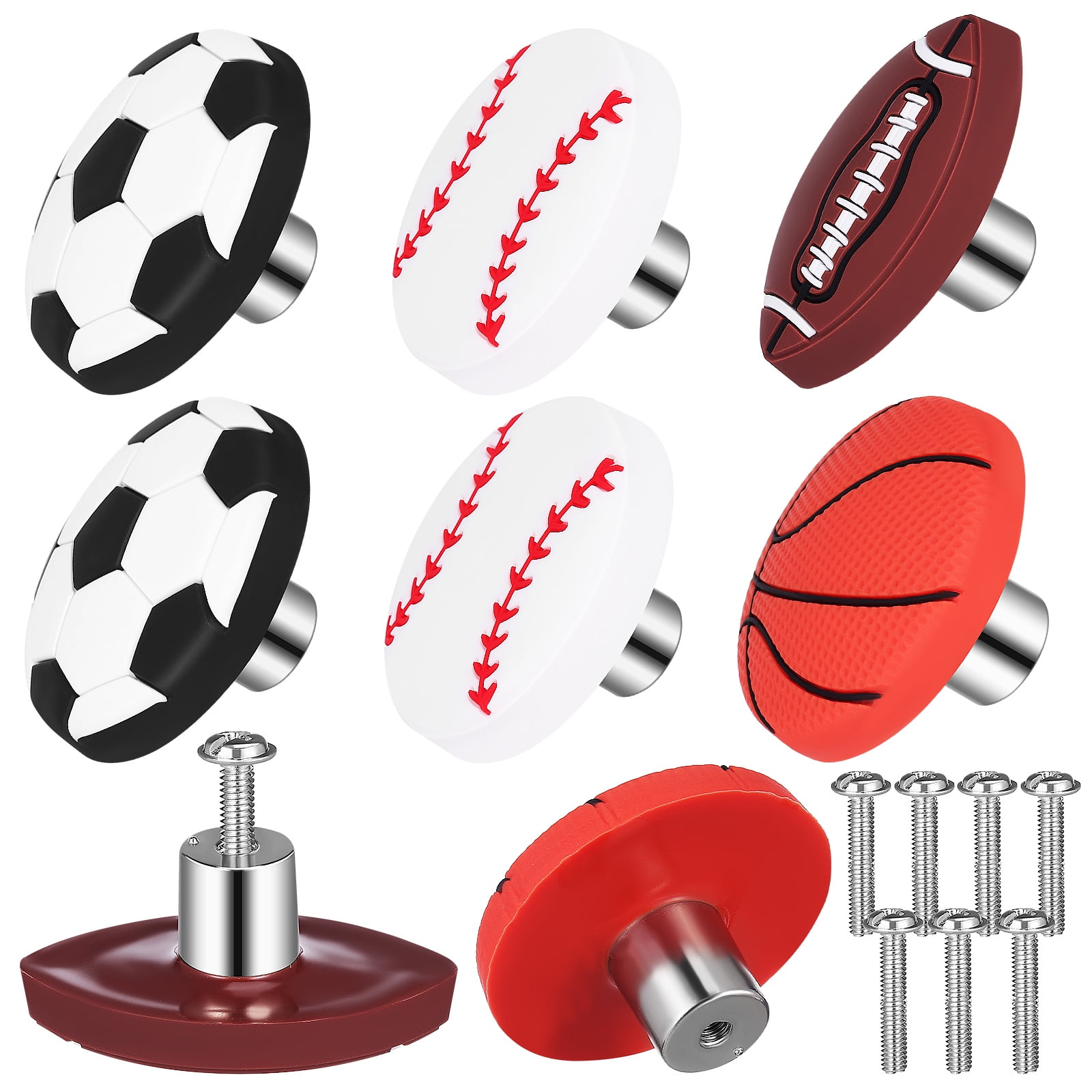 8 Pcs Sports Ball Dresser Baseball Doorknob Nursery Drawer Handles Kids ...