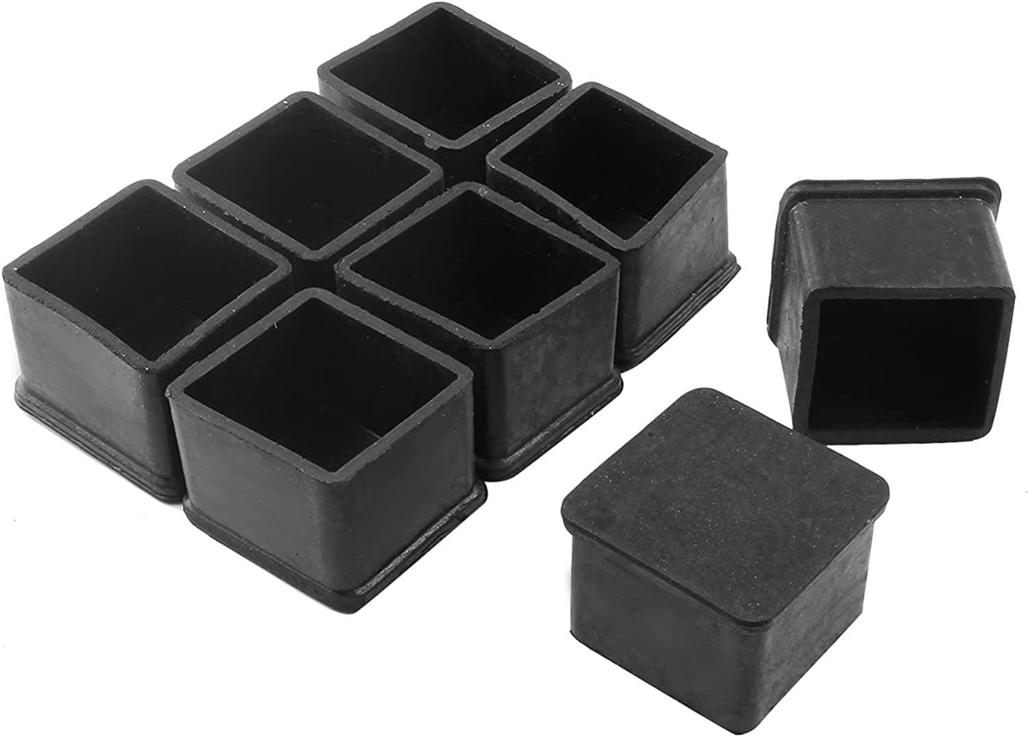 8 Pcs Square Chair Leg Caps Anti-Slip Rubber Chair Tips Black Table ...