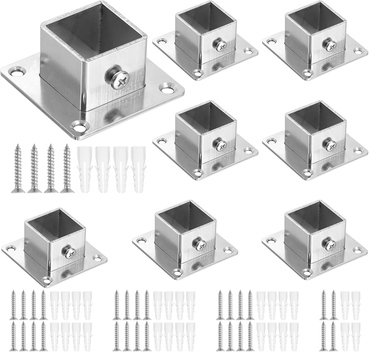 8 Pcs Square Post Bases 1" x 1" Stainless Steel Flange Anchor Bases ...