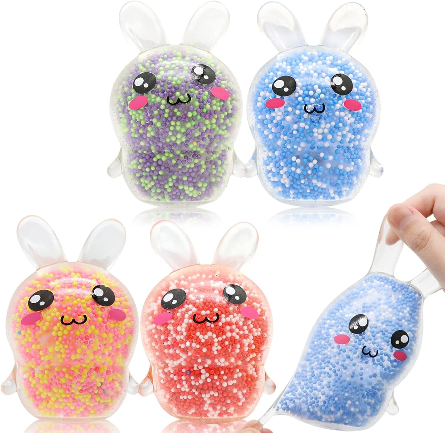 8 Pcs, Squeeze-Activated Glow Bunny - Transparent Easter Stress Ball ...