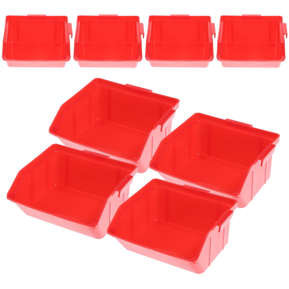 8 Pcs Stackable Basket Bins Storage Crate Junk Case Office Red ...