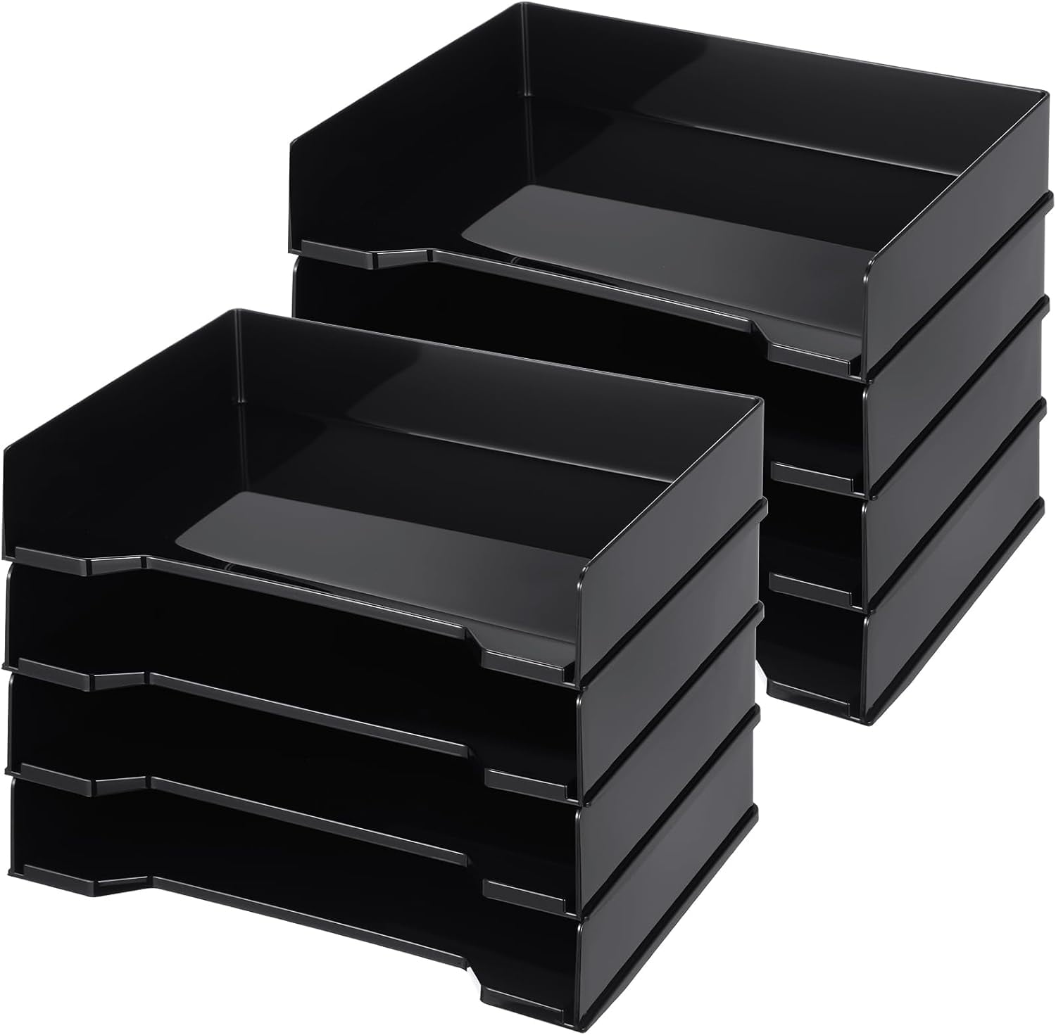 8 Pcs Stackable Letter Tray Rectangular Plastic Desk Organizer 13 x 9.5 ...