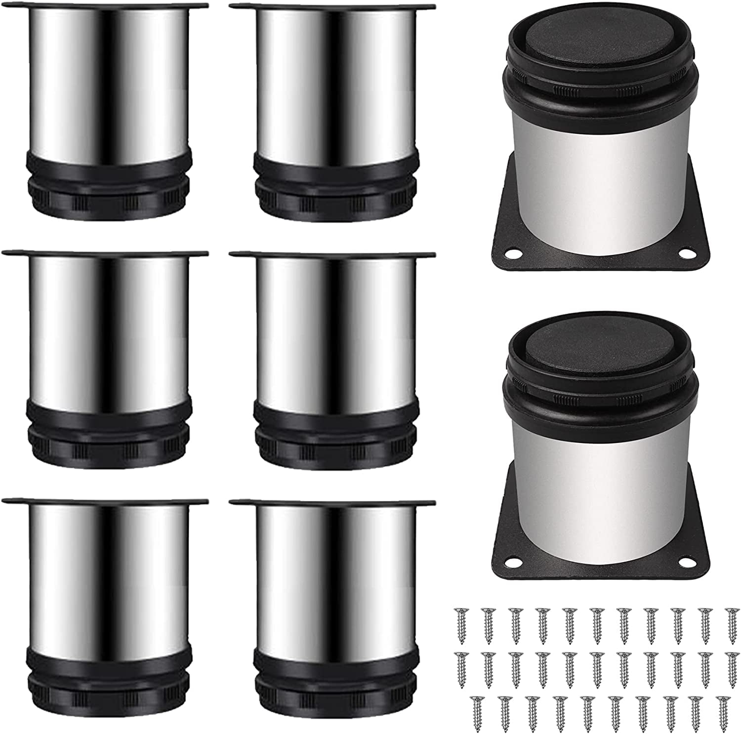 8 Pcs Stainless Steel Adjustable Furniture Feet, Round Adjustable ...