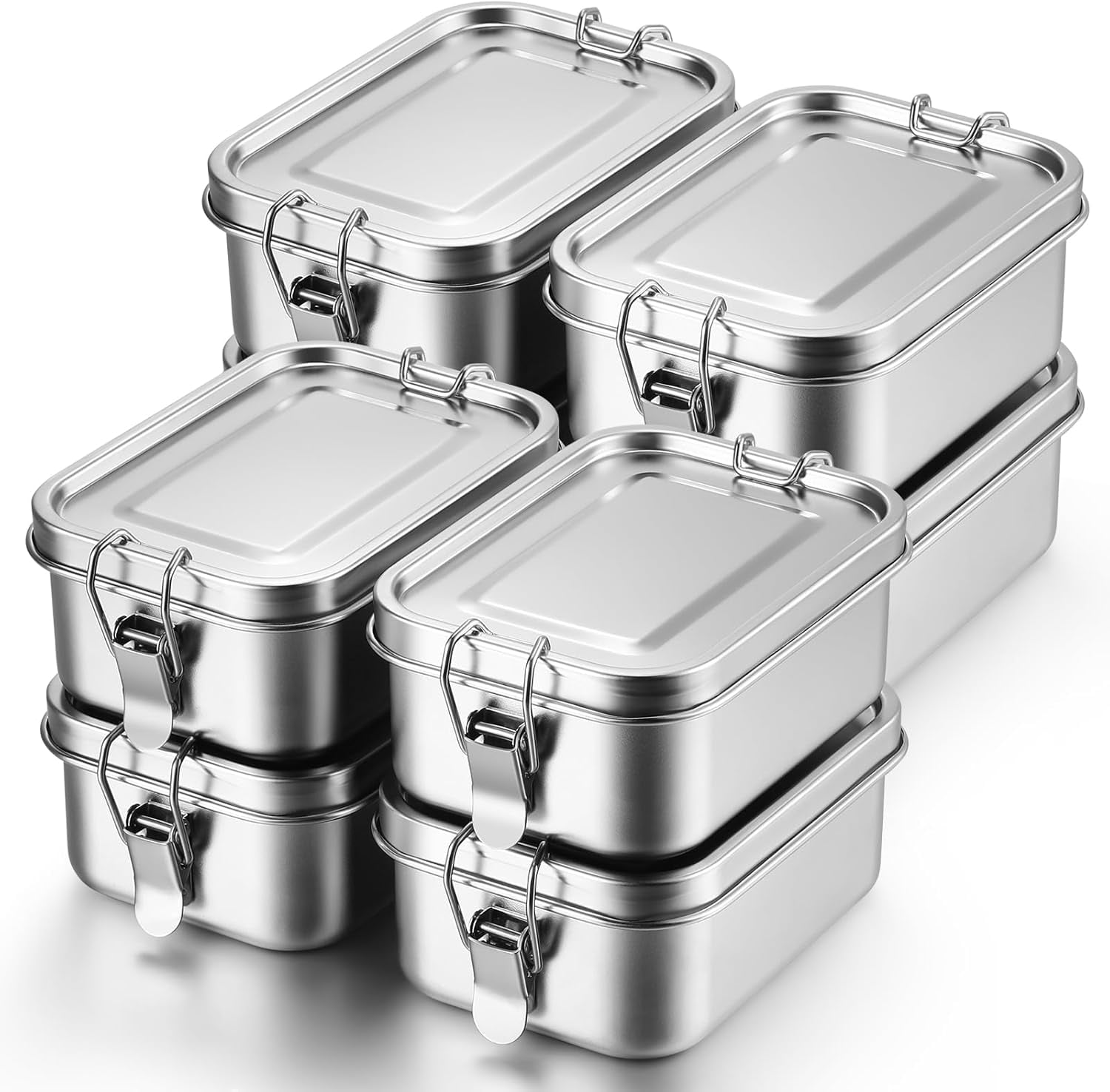 8 Pcs Stainless Steel Bento Box Metal Lunch Box Food Storage Containers Metal Lunch Container ...