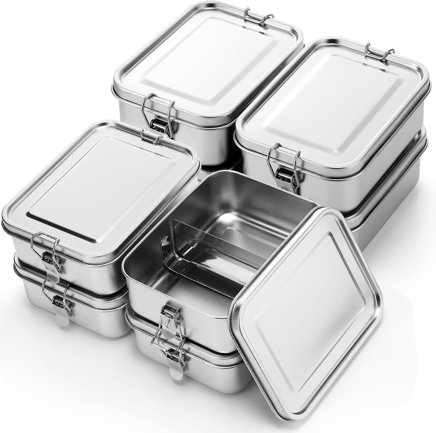8 Pcs Stainless Steel Bento Box Metal Lunch Box Food Storage Containers Metal Lunch Container ...
