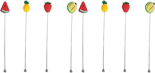 8 Pcs Stainless Steel Cocktail Picks Fruit Design Ice Cream Mixing Rods ...