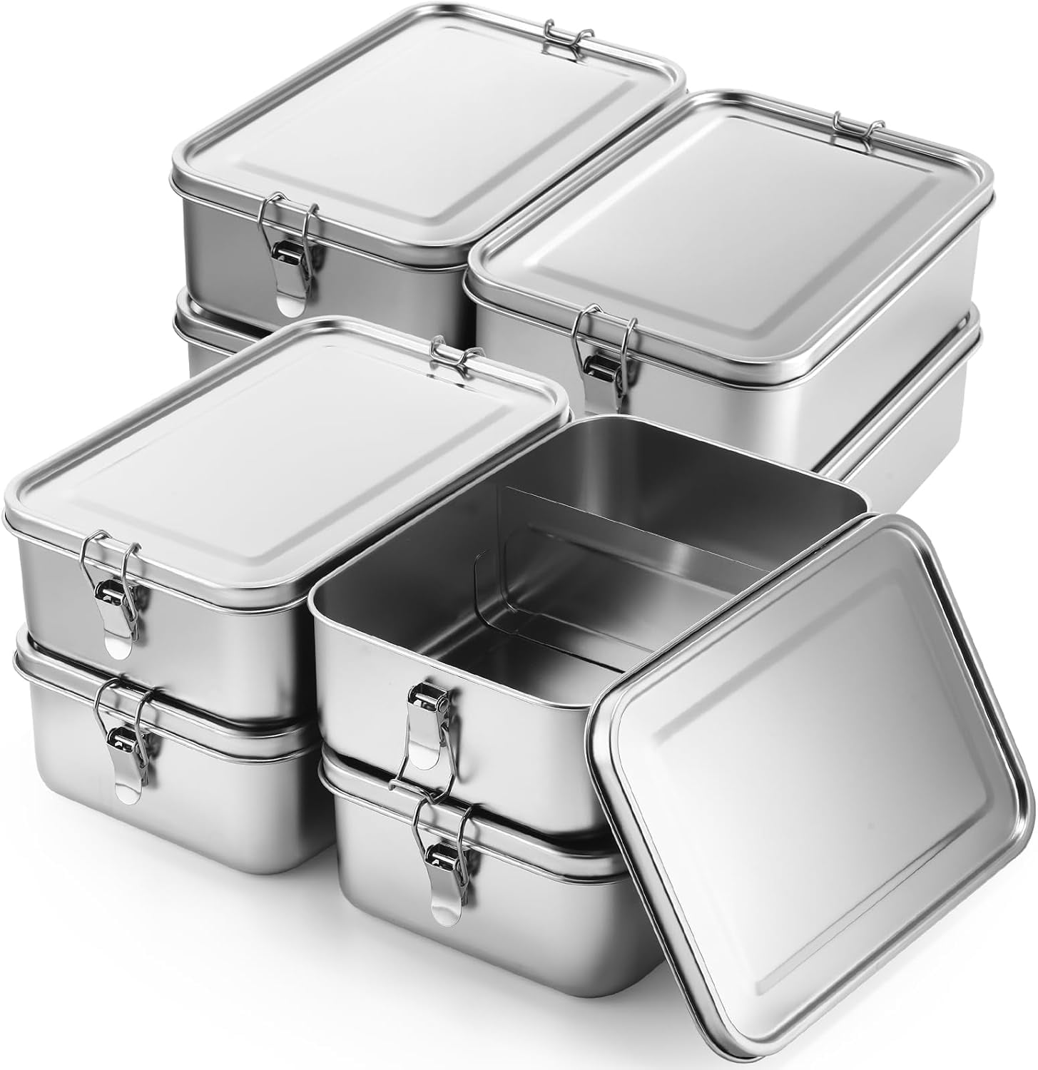 8 Pcs Stainless Steel Food Containers Metal Bento Lunch Box Stainless ...