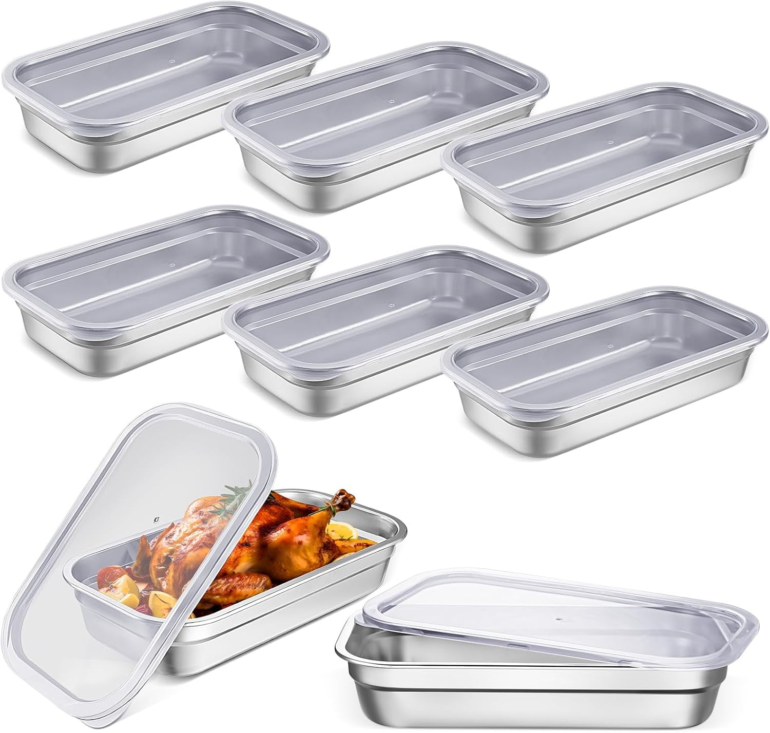 8 Pcs Stainless Steel Food Storage Containers with Lids 1/3 Size Hotel ...