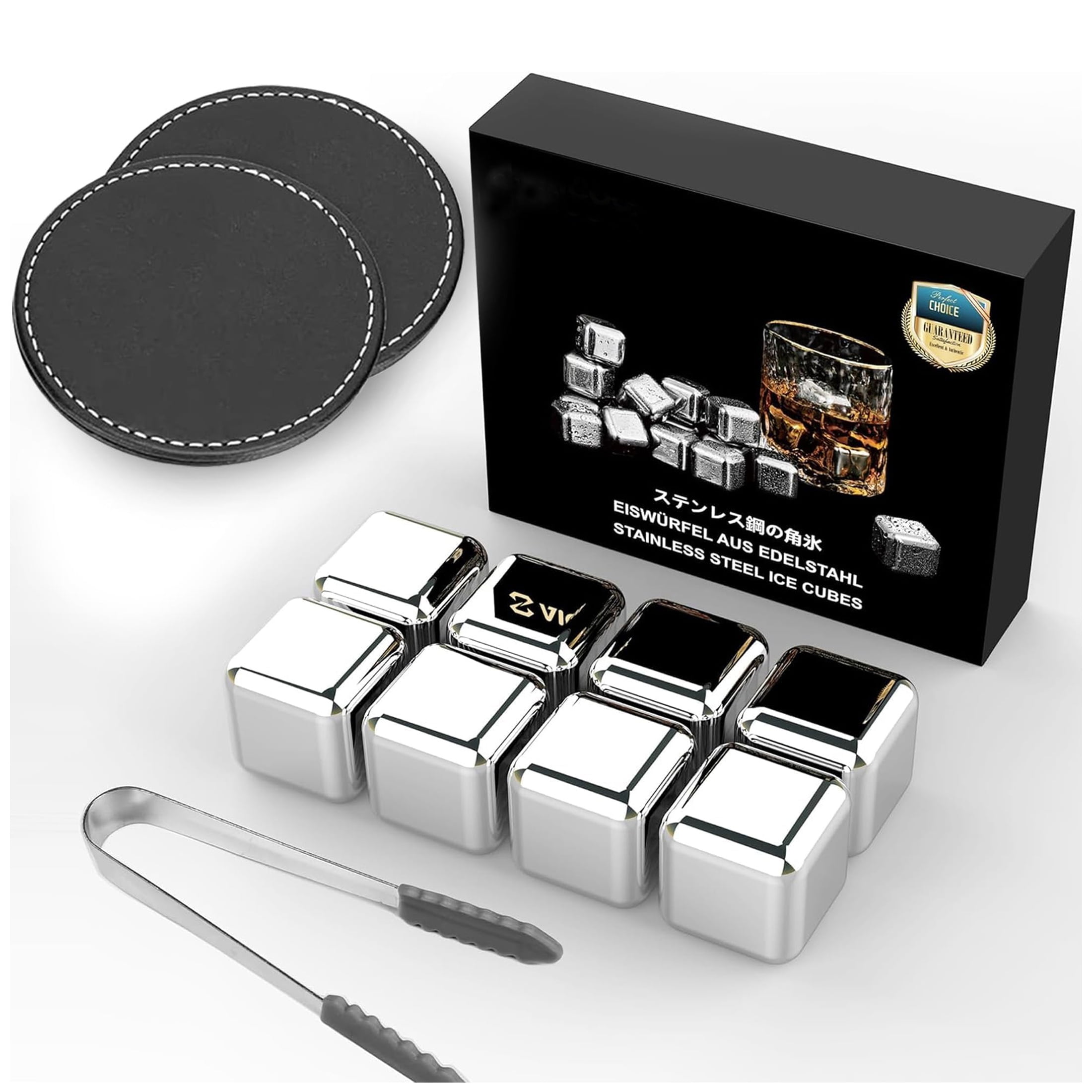 8 Pcs Stainless Steel Metal Ice Cubes Reusable - Whiskey Stones Ice ...