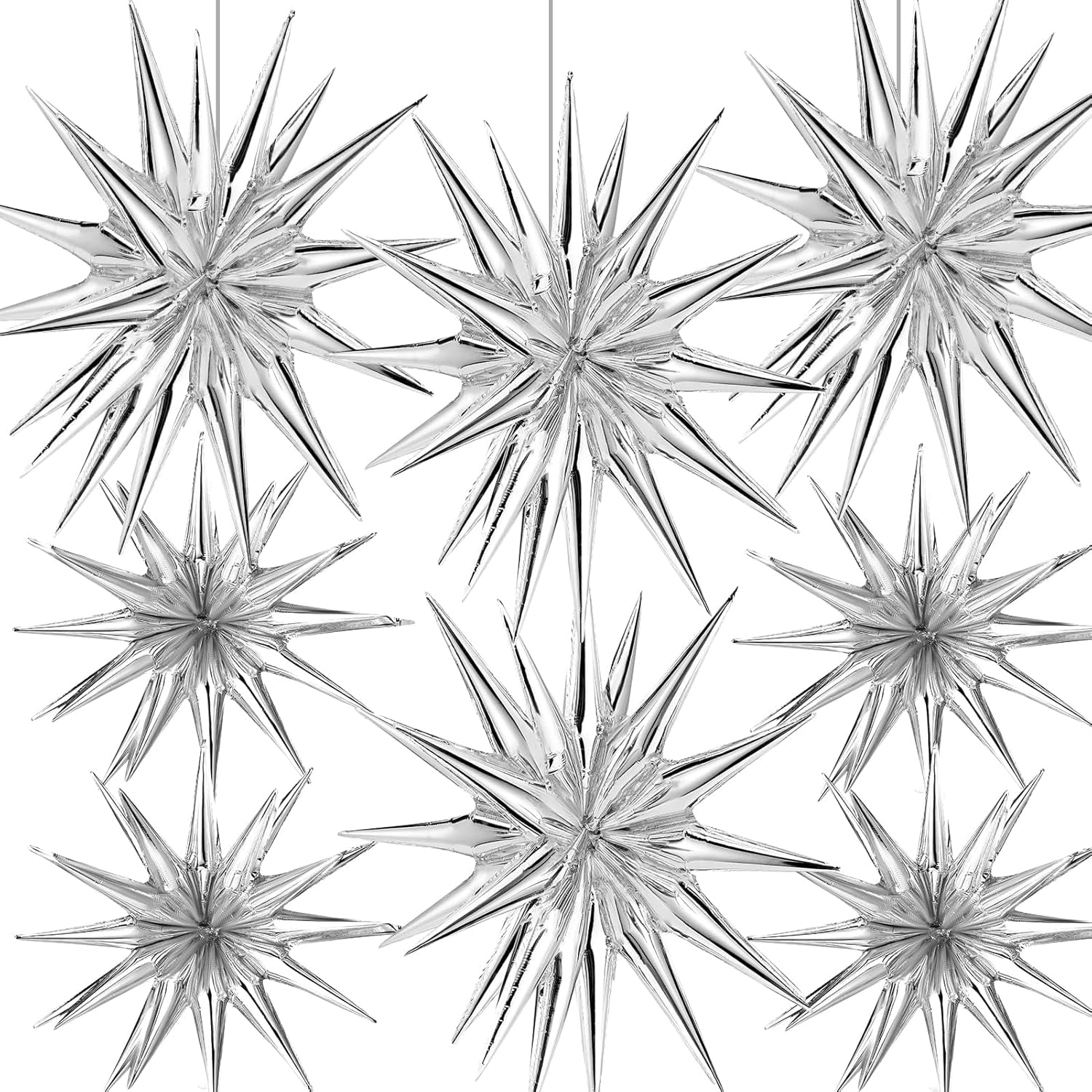 8 Pcs Star Balloons, Huge Silver Explosion Star Aluminum Foil Spike ...