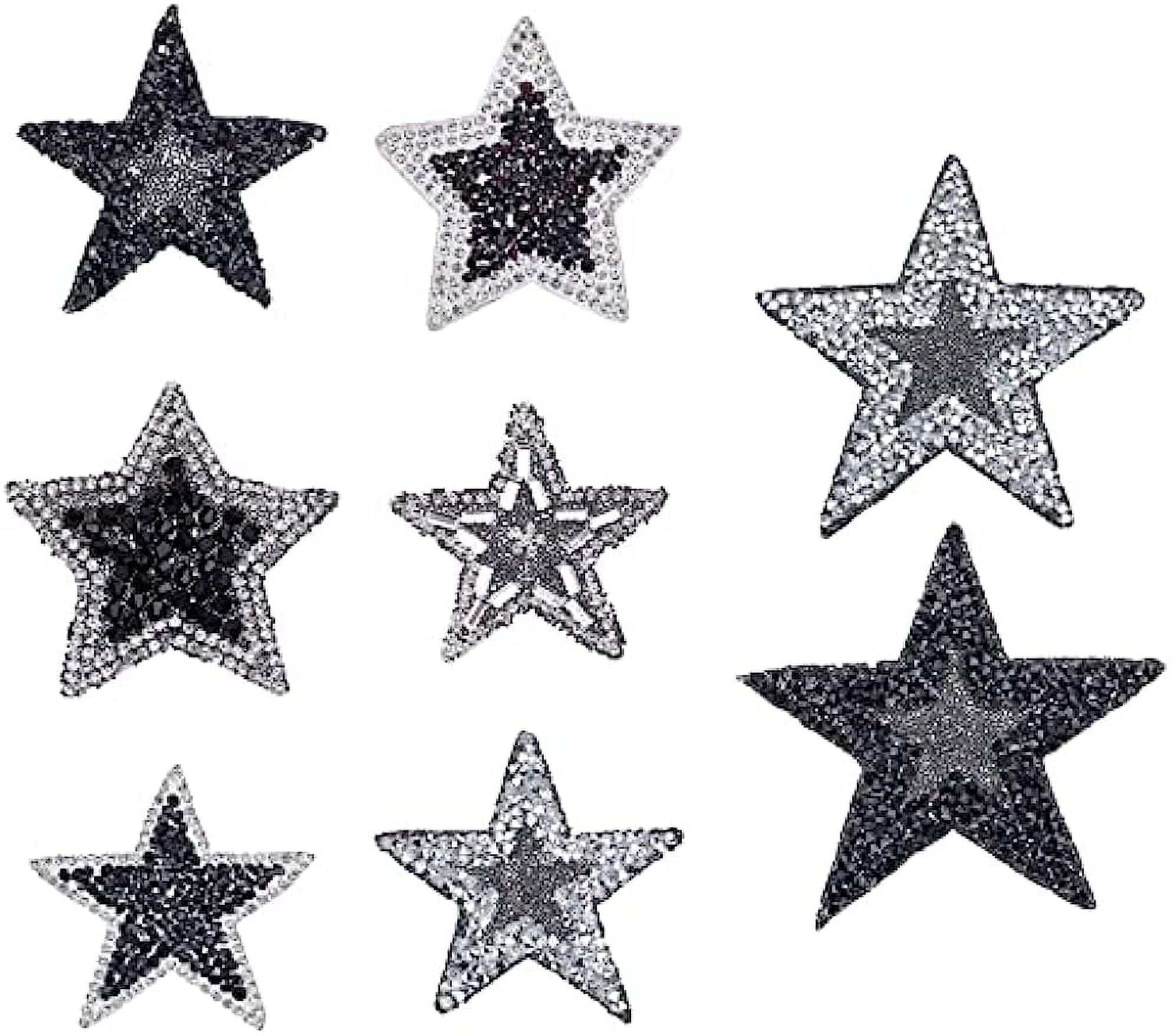 8 Pcs Star Shape Rhinestone Applique Iron Sew on Applique Patch Black ...