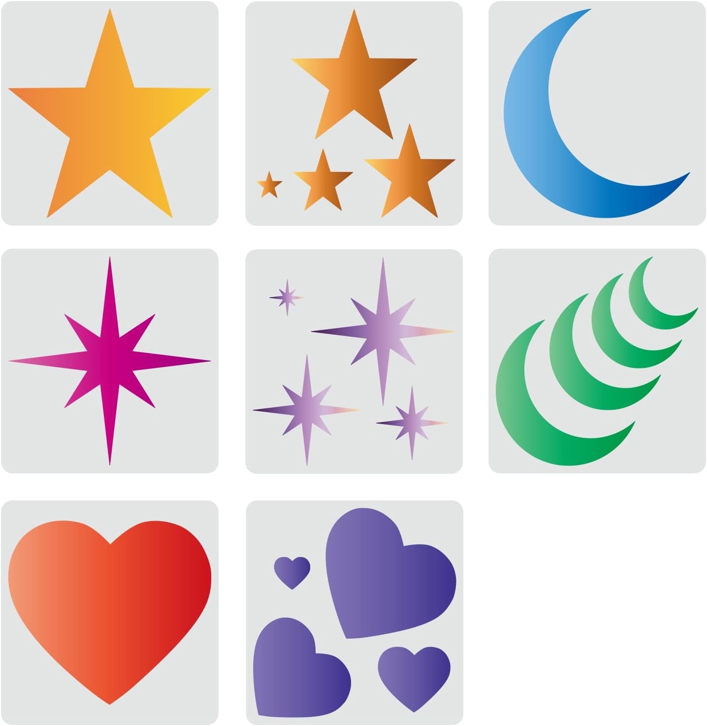 8 Pcs Star Stencil 11.8x11.8 inch Moon Stencil Plastic Heart Stencil ...