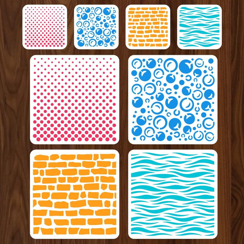 8 Pcs Stencils for Crafts Reusable Dots Texture Stencils Decorative ...