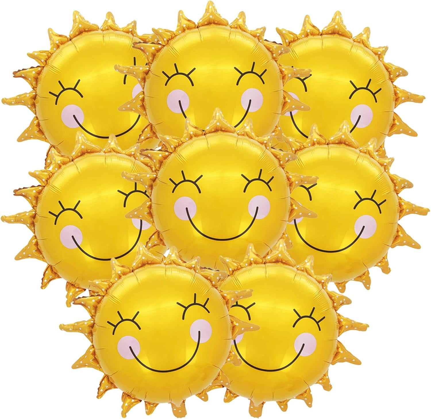 8 Pcs Sun Smiley Face Foil Balloons 27 Inch Gold Sun Decorations Summer ...