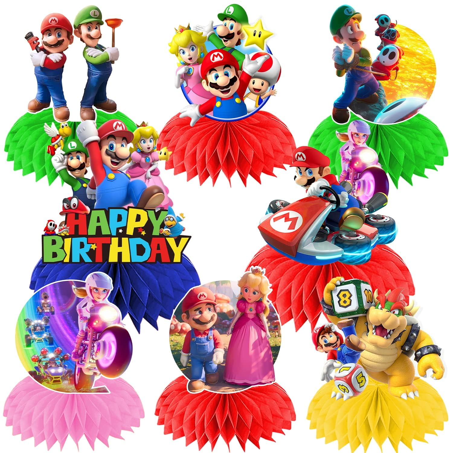 8 Pcs Super Brother Centerpieces for Birthday, Video Game Theme ...