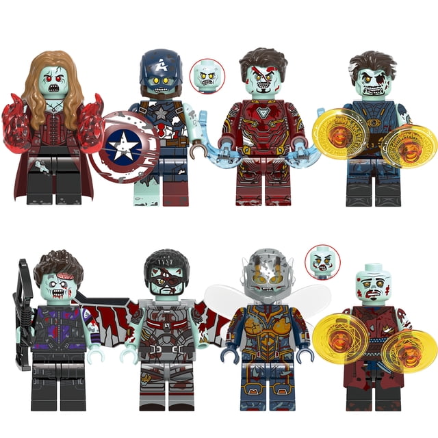 8 Pcs Superhero Zombies Doctor Strange Action Figures Scarlet Witch ...