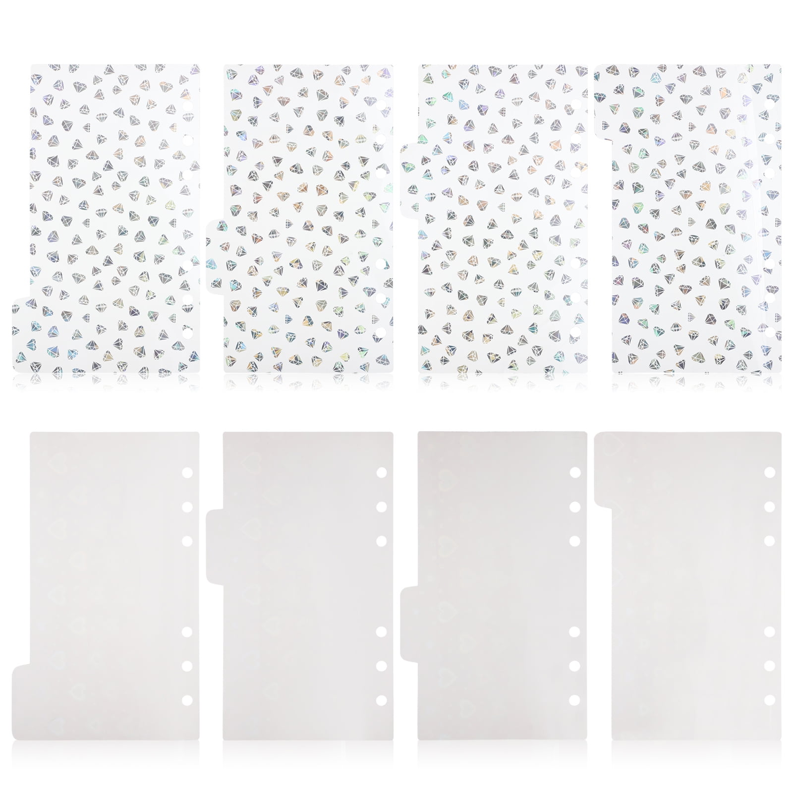 8 Pcs Tab Binder Dividers Half Transparent Heart Diamond Pattern Label ...