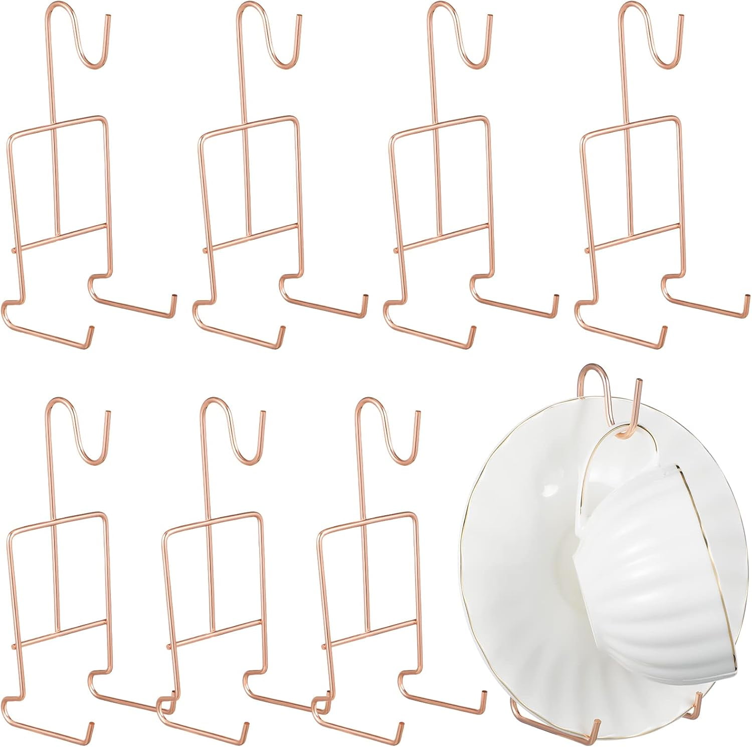 8 Pcs Tea Cup and Saucer Display Stand Metal China Teacup Holder Rack ...