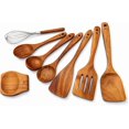 8 Pcs Teak Wooden Utensil Set – Premium Cooking Utensils Set, Natural ...