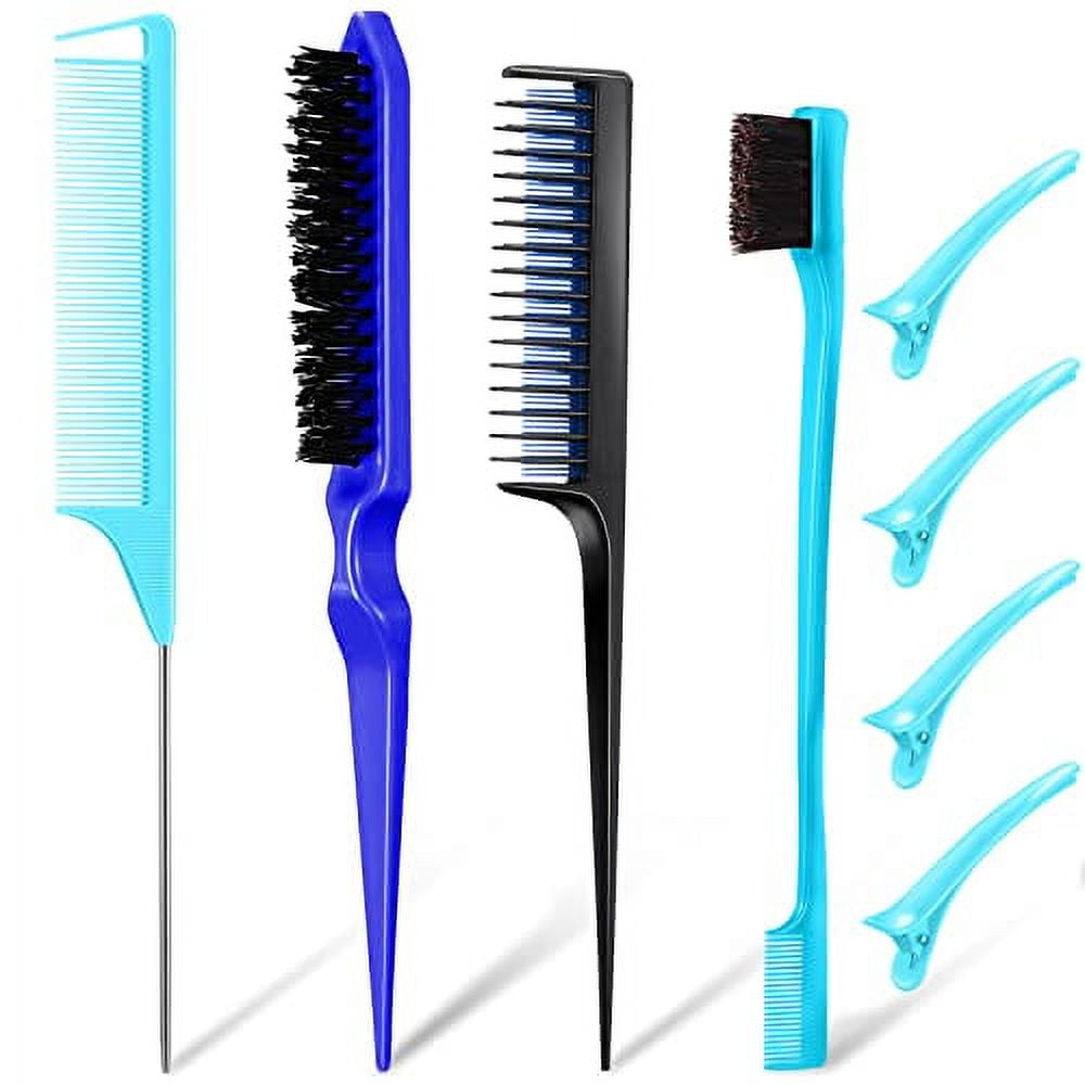 8 Pcs Teasing Brush Set Edge Brush Comb with Hair Clips Grooming Hair ...