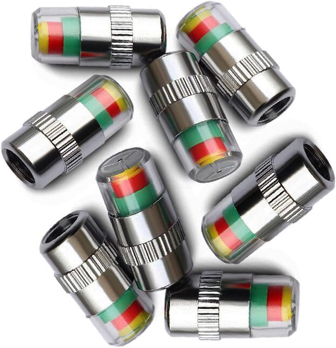 8-Pcs Tire Pressure Monitor Valve Stem Caps – 2.2Bar/32-35PSI 3-Color ...