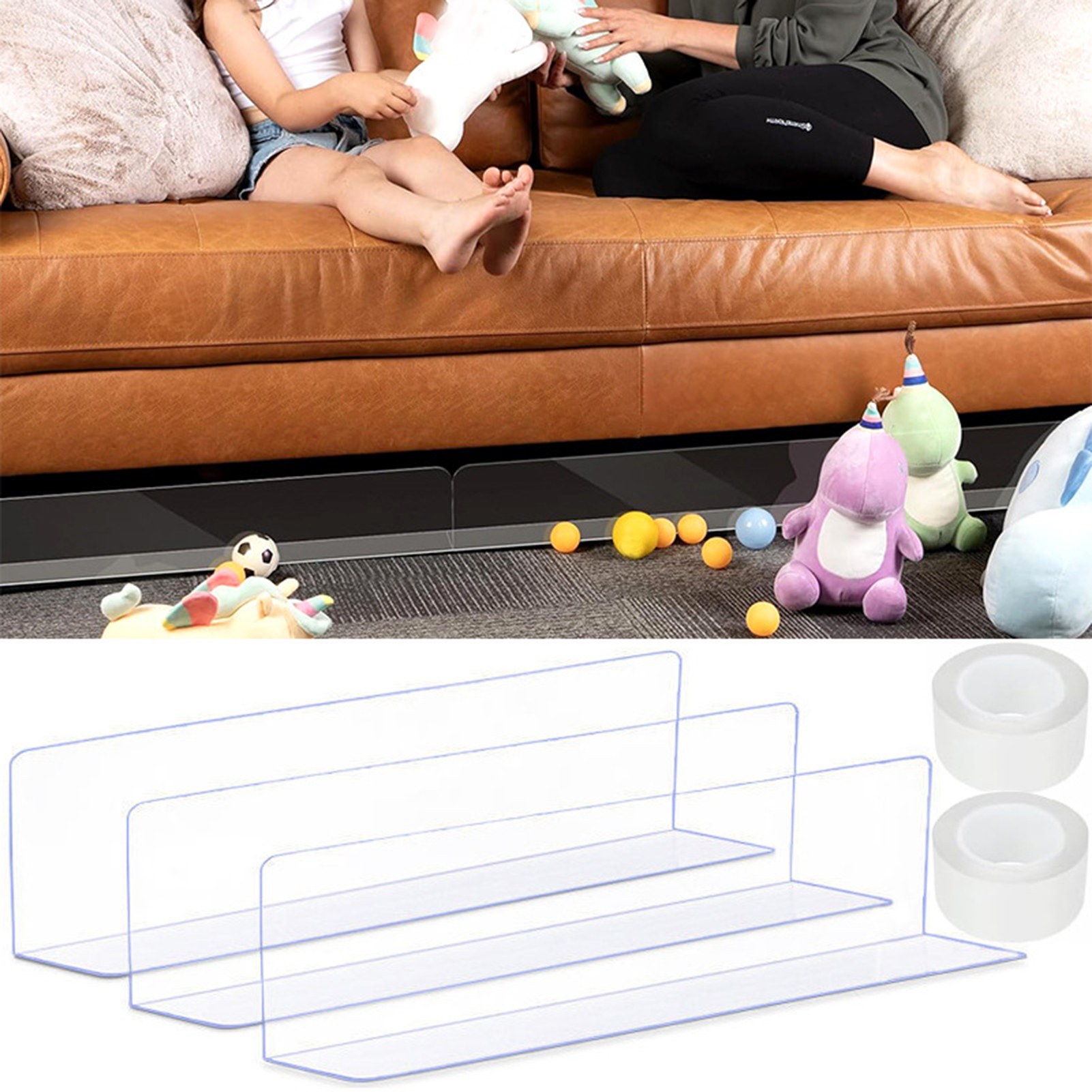 8 Pcs Transparent under Bed L-shaped Baffles with Self-adhesive Tape ...
