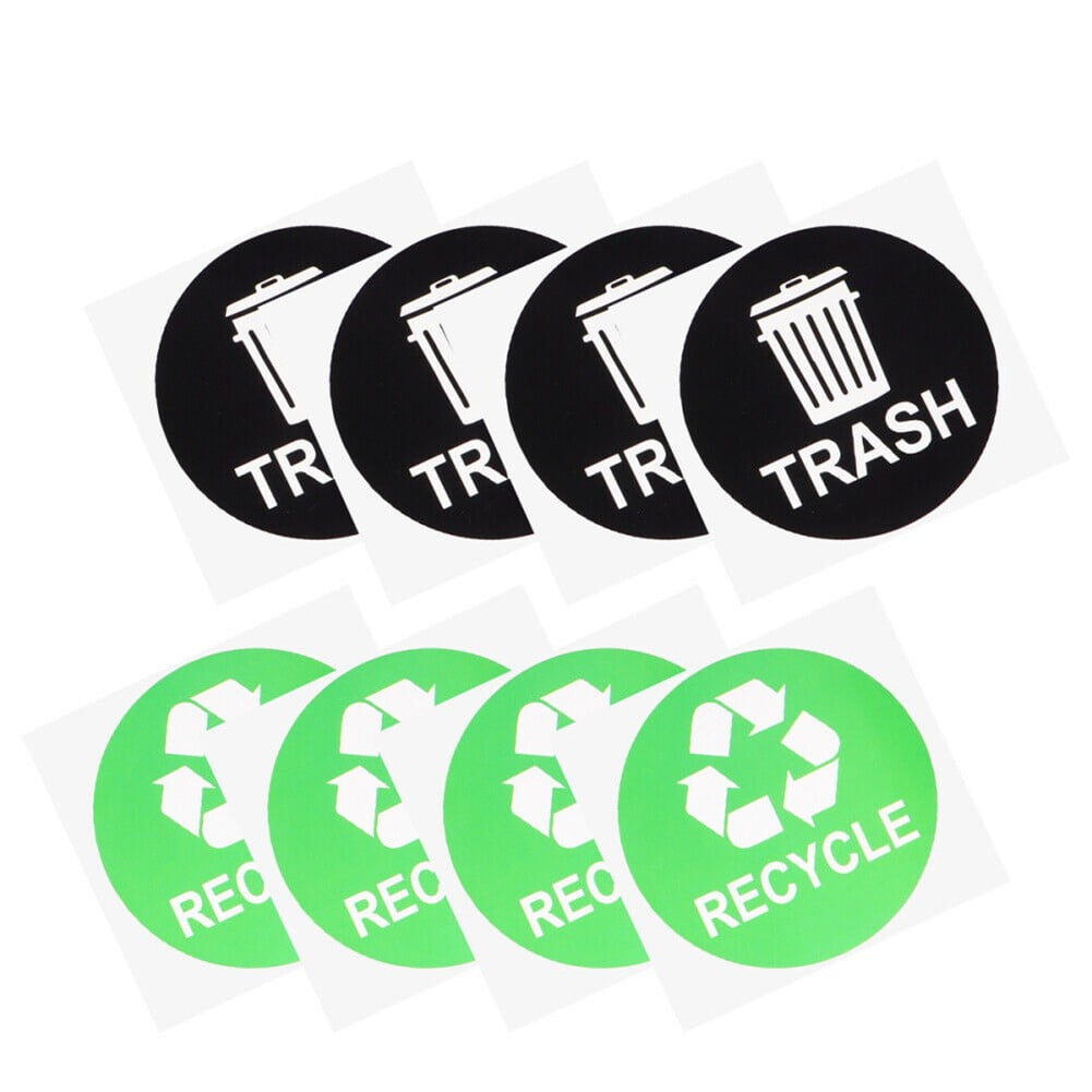 8 Pcs Trash and Recycle Stickers Garbage Can Emblems Outdoor, A ...