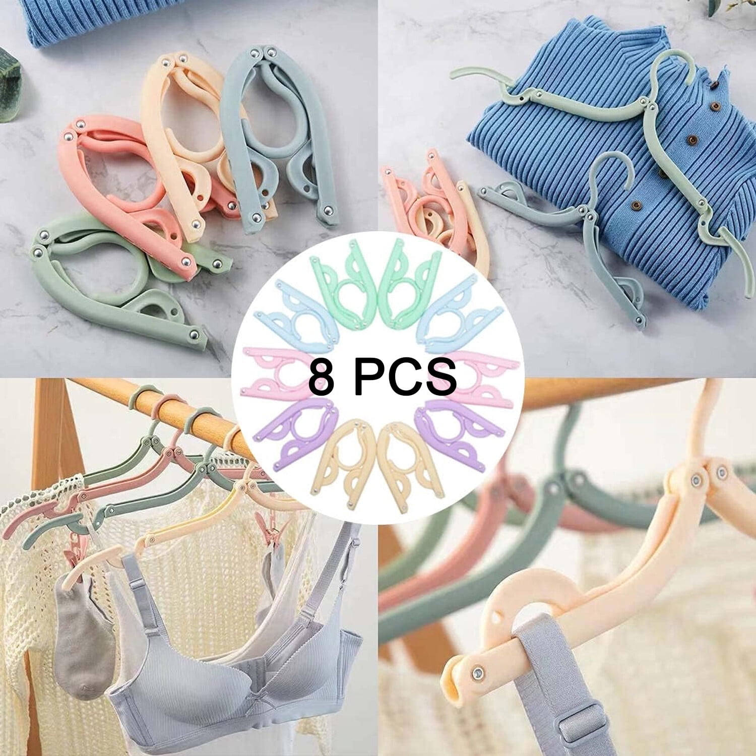 8 Pcs Travel Hangers with 16 Pcs Clips- Cruise Ship Essentials Portable ...