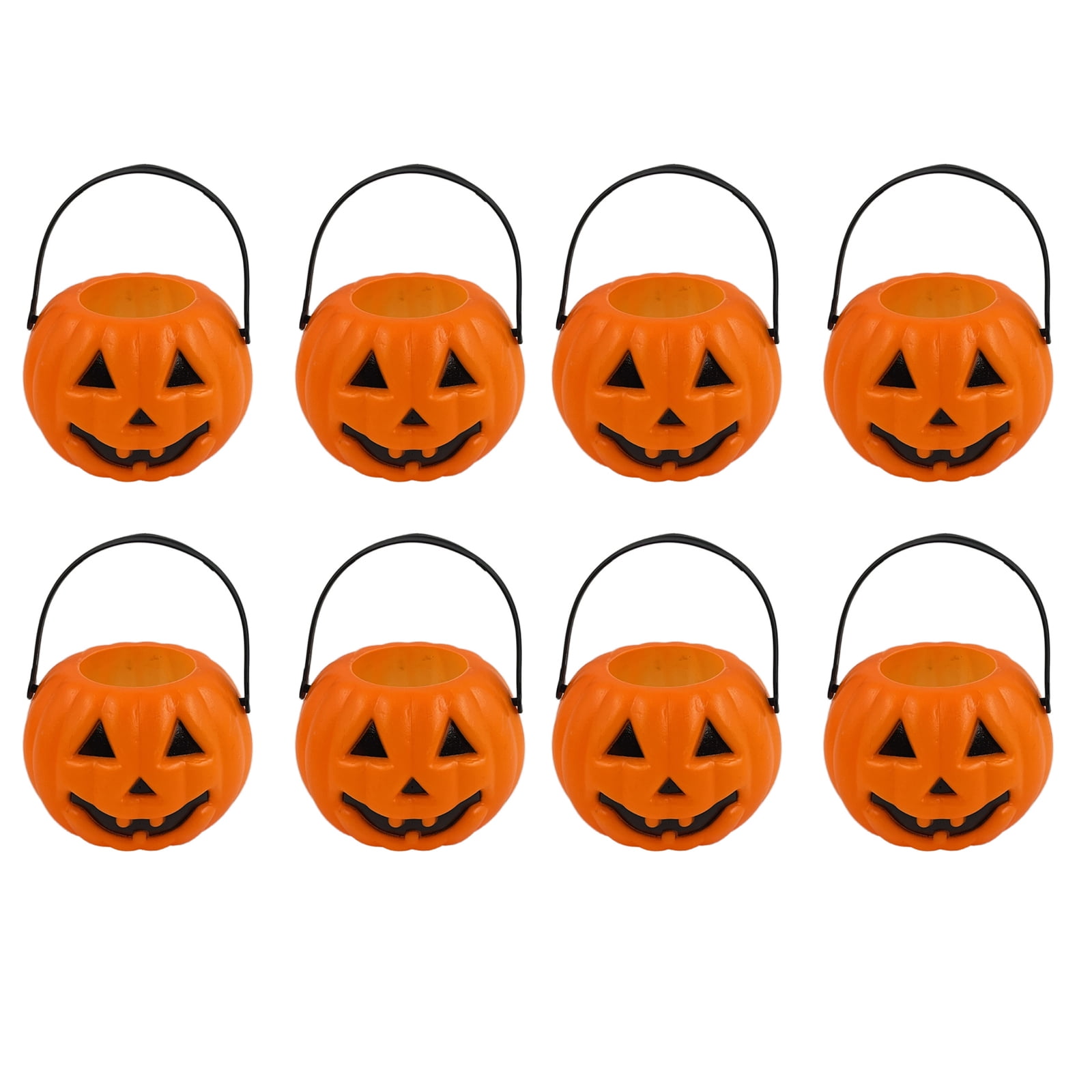 8 Pcs Trick Or Treat Buckets Pumpkin Patterned Party Decoration And ...