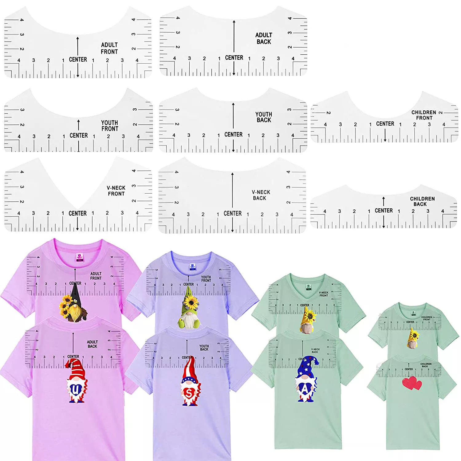 8 Pcs Tshirt Ruler Guide Alignment Tool,T-Shirt Rulers to Center ...
