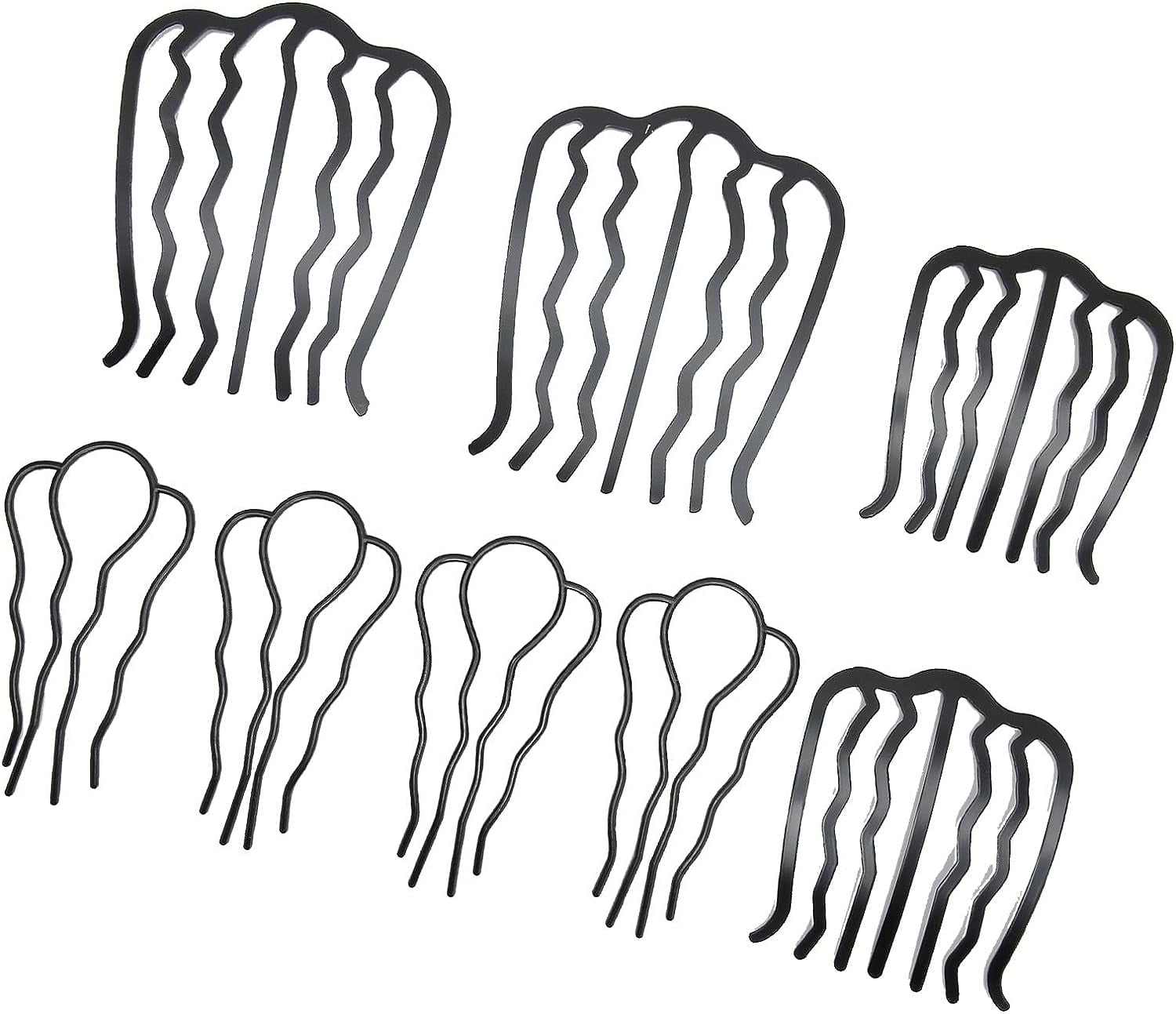 8 Pcs U Shaped Clip, Vintage Style Metal Black U Shaped Hair Side Combs ...