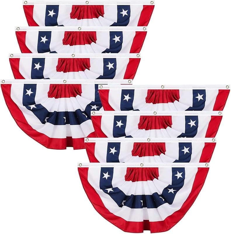 8 Pcs USA Pleated Fan Flag Independence Day Decorations -1.5x3Ft US ...