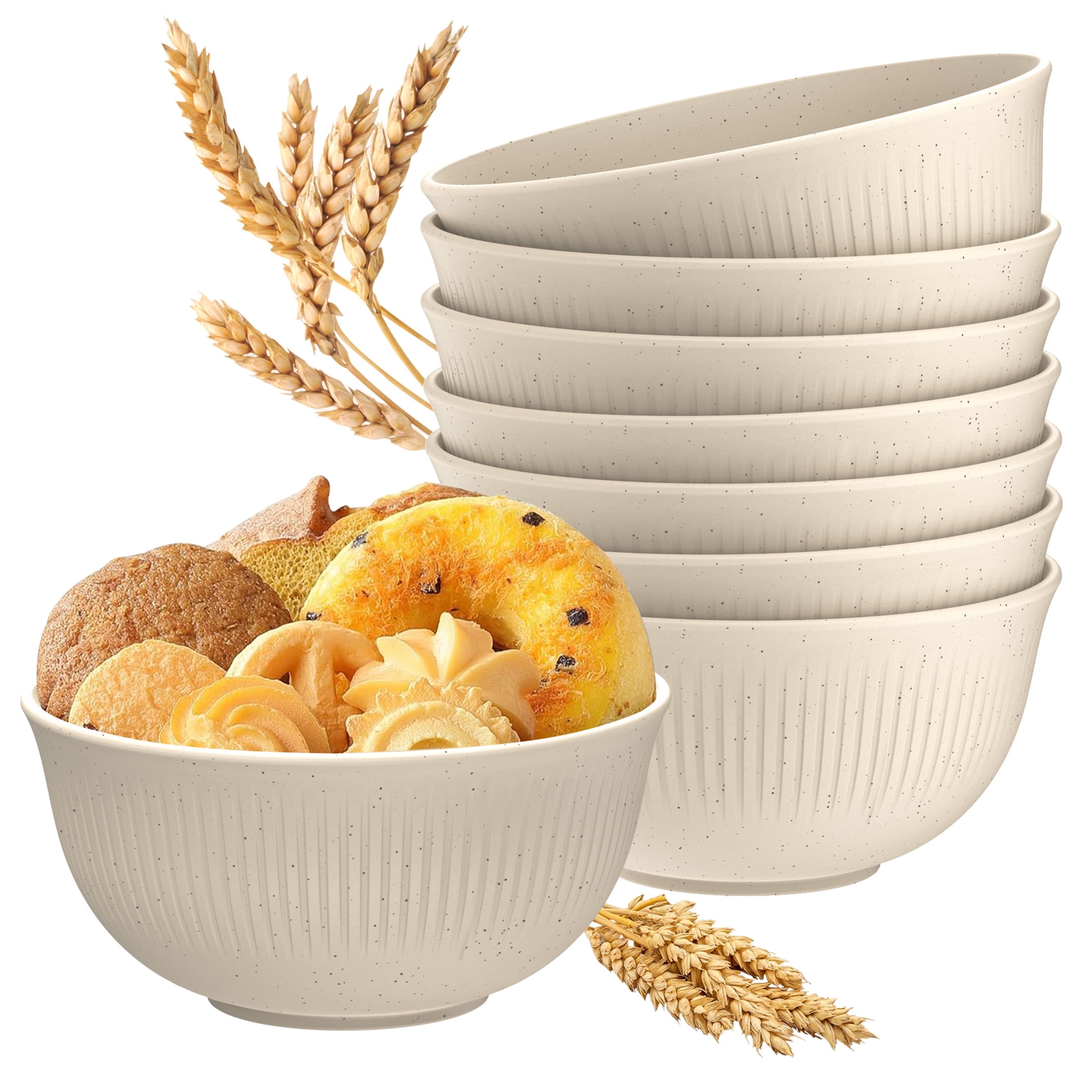 GPED Unbreakable Wheat Straw Bowls Set, 26 Oz Reusable Microwave ...