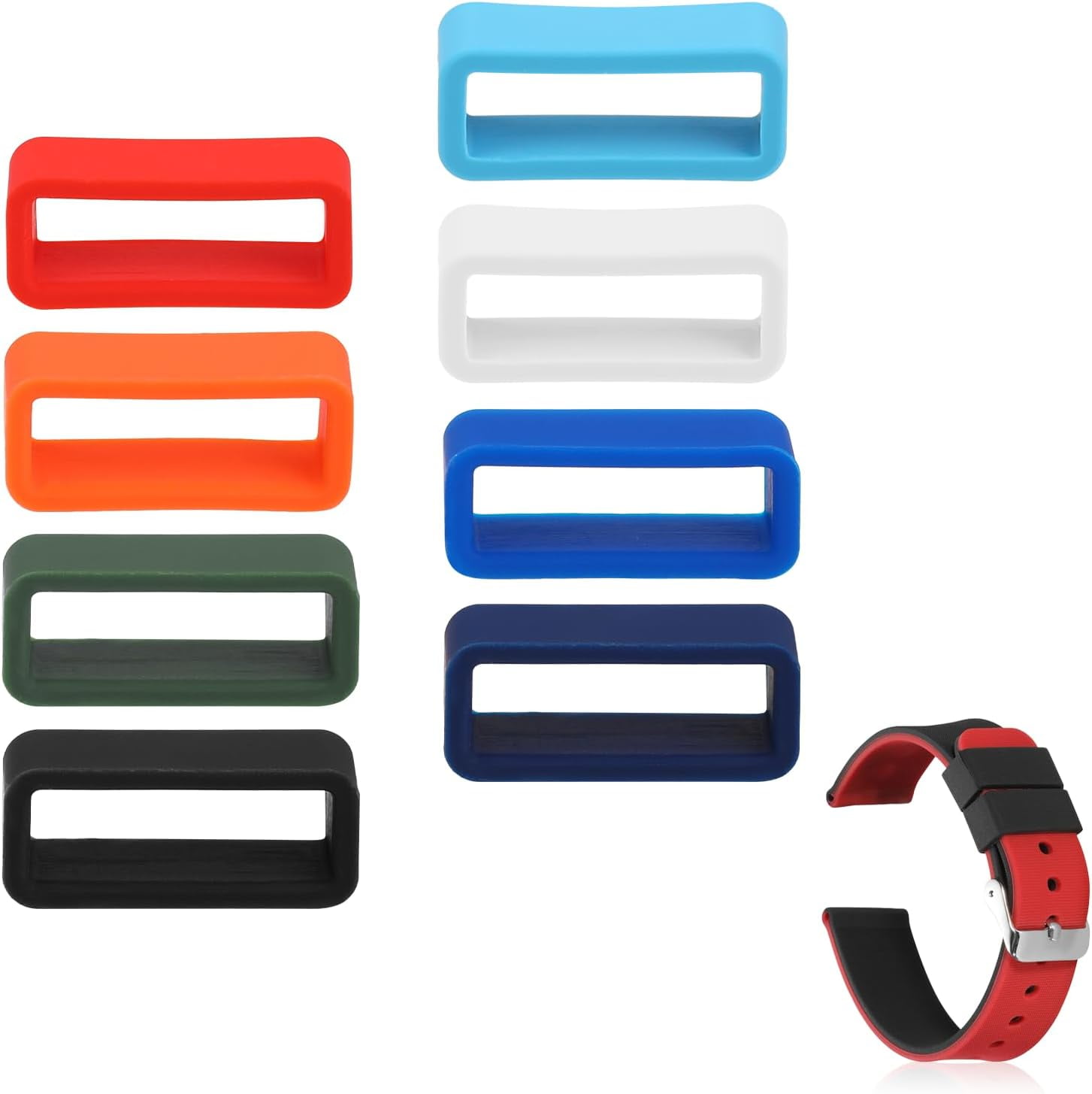 8 Pcs Watch Band Keepers, 16mm Silicone Watch Strap Holder Loops ...