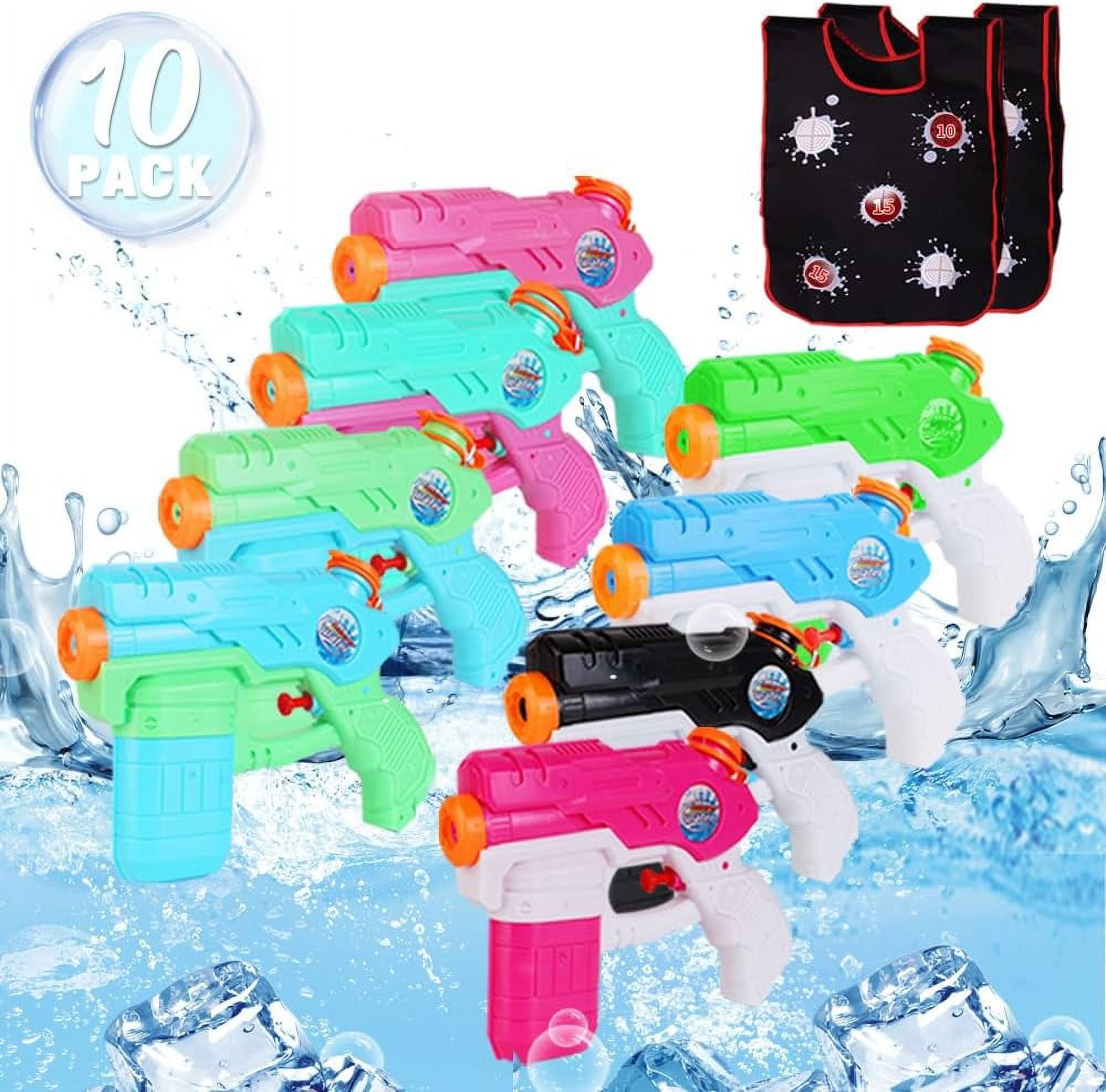8 Pcs Water Guns with 2 Pcs Water Activated Vests, Small Squirt Guns ...