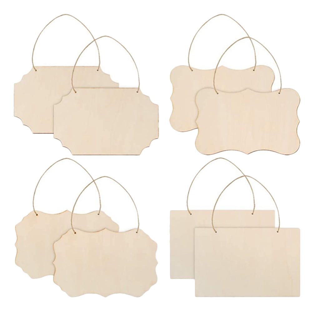 8 Pcs Wedding Banners Wooden Sign Blank DIY Plaques Hanging Coathangers ...