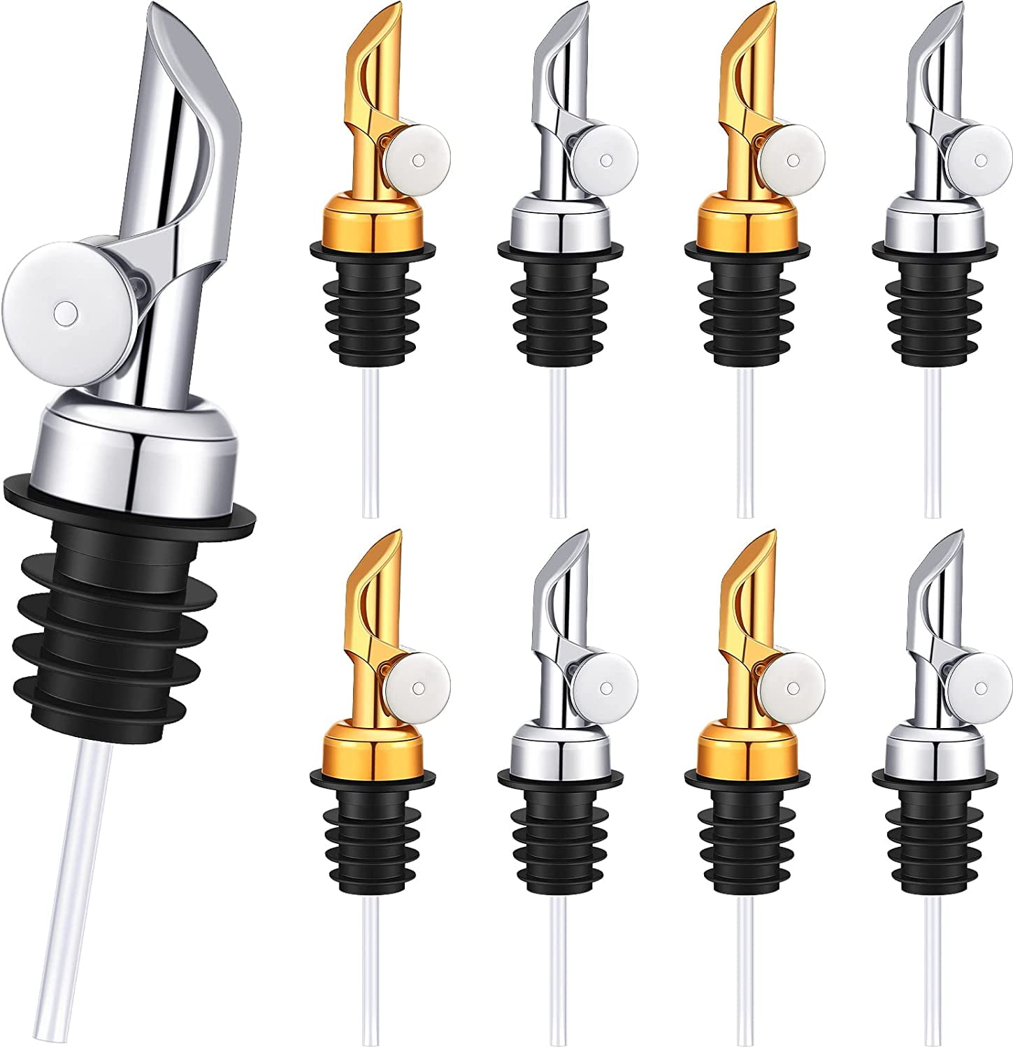 8 Pcs Weighted Stainless Steel Pourer Glide Pourer Free Flow Liquor ...