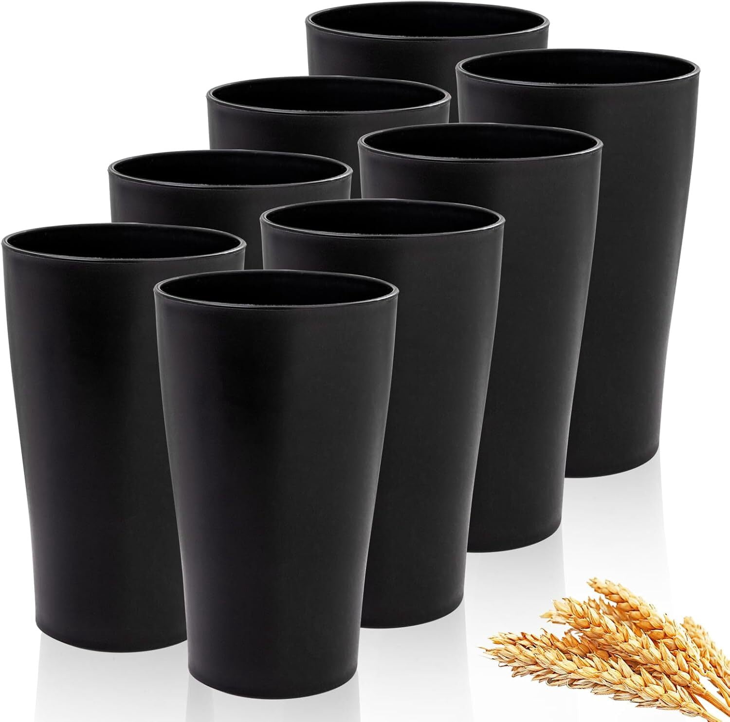 8 Pcs Wheat Straw Cups 16 oz Unbreakable Drinking Cup Reusable Plastic ...