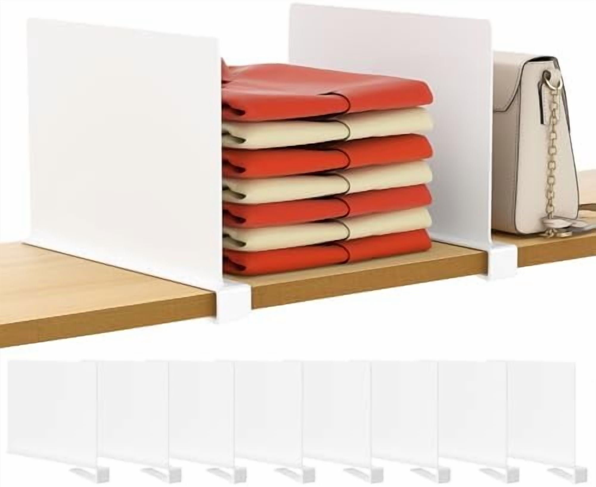 8 Pcs White Acrylic Shelf Dividers, Vertical Purse Organizer for Closet ...