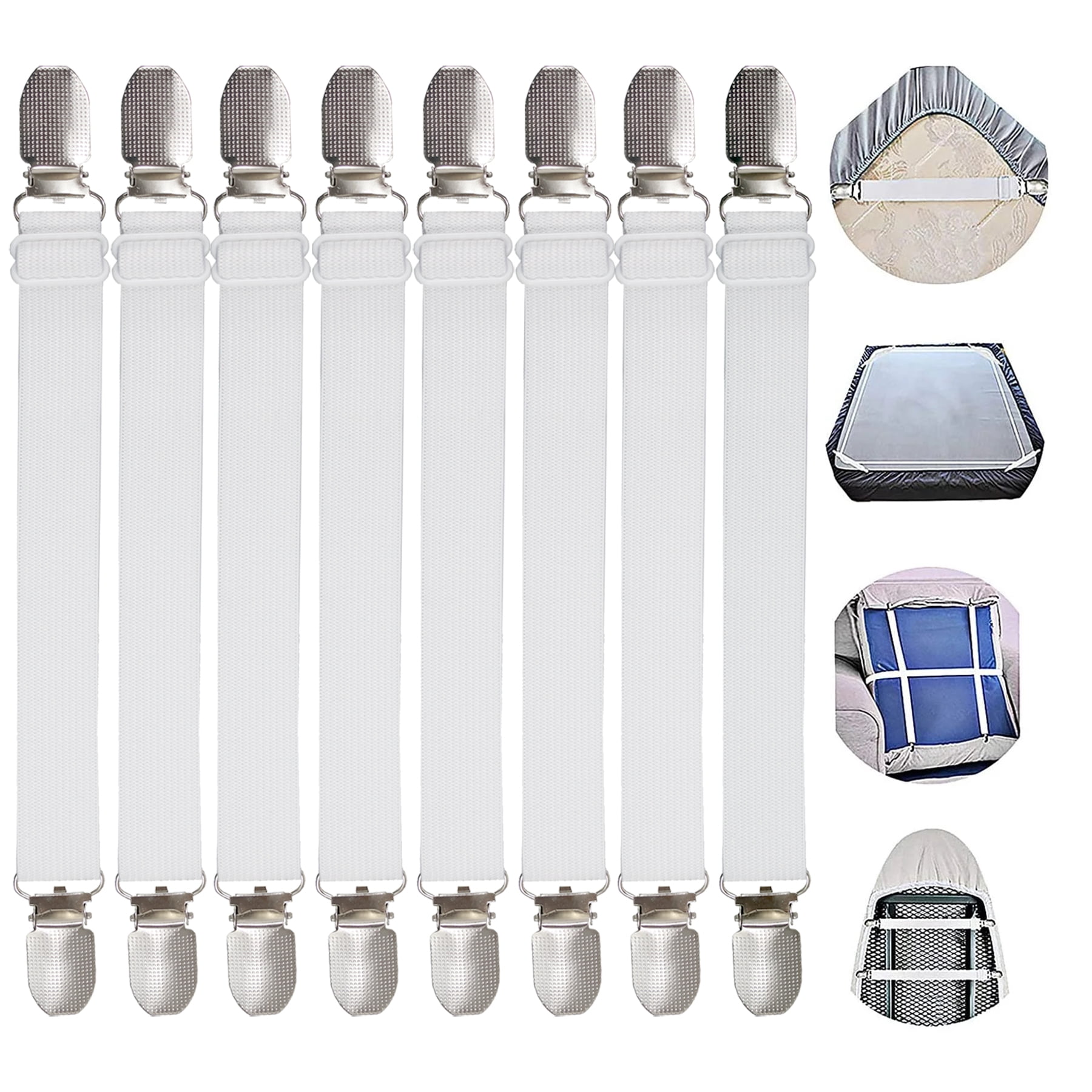 Thivcen Bed Sheet Straps Suspenders 8pk, Adjustable from 7.9" to 23 ...