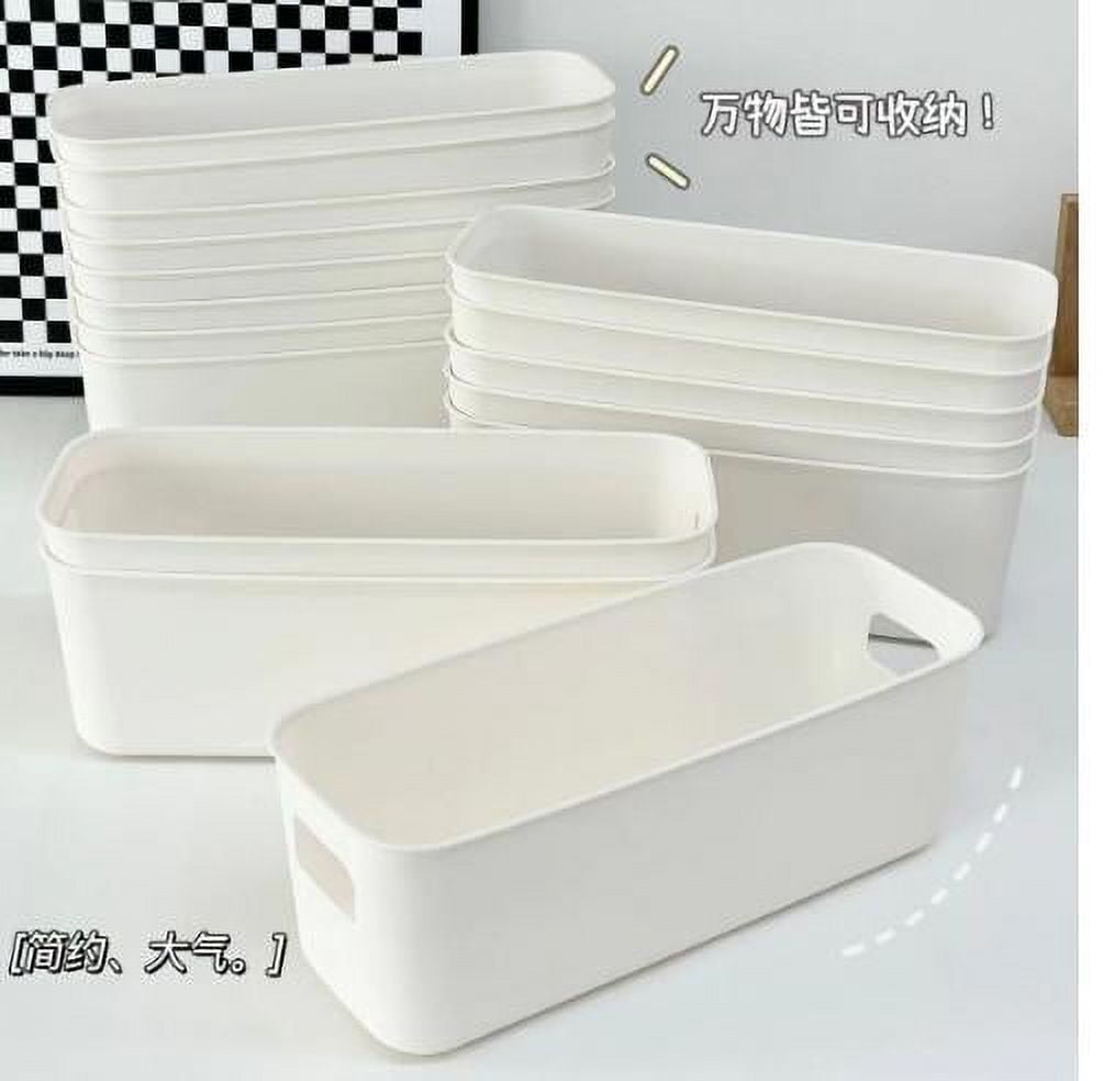 8 Pcs White Plastic Storage Bins for Home Multifunctional Thin ...