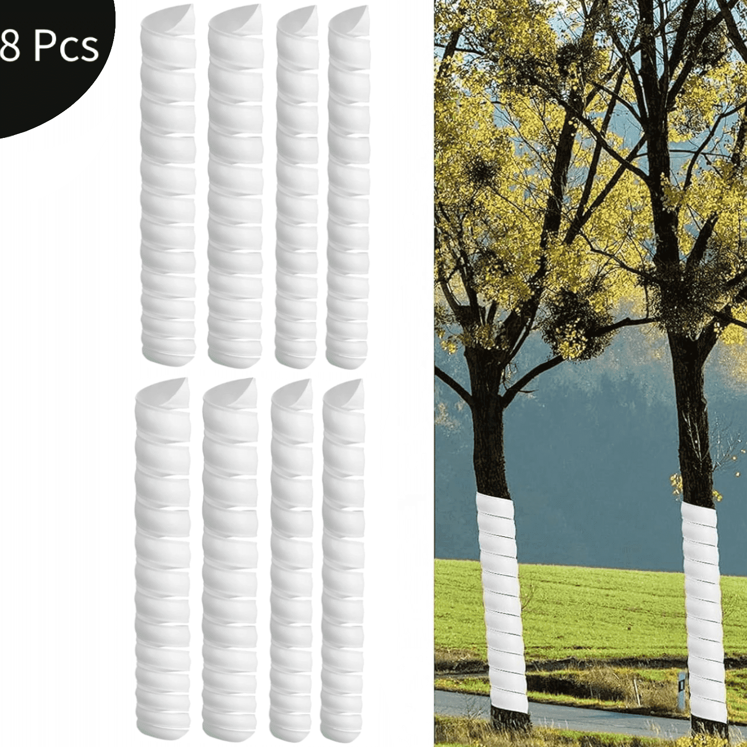 8 Pcs Tree Trunk Protector,Spiral Tree Protectors,Waterproof Plastic ...