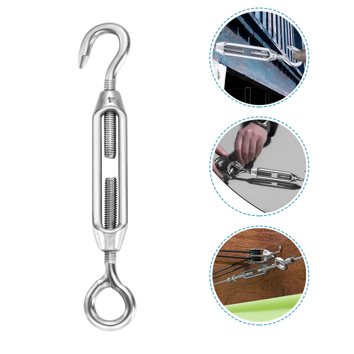 8 Pcs Wire Rope Fittings Tensioner Hook and Eye Turnbuckle Bloom Bolt ...