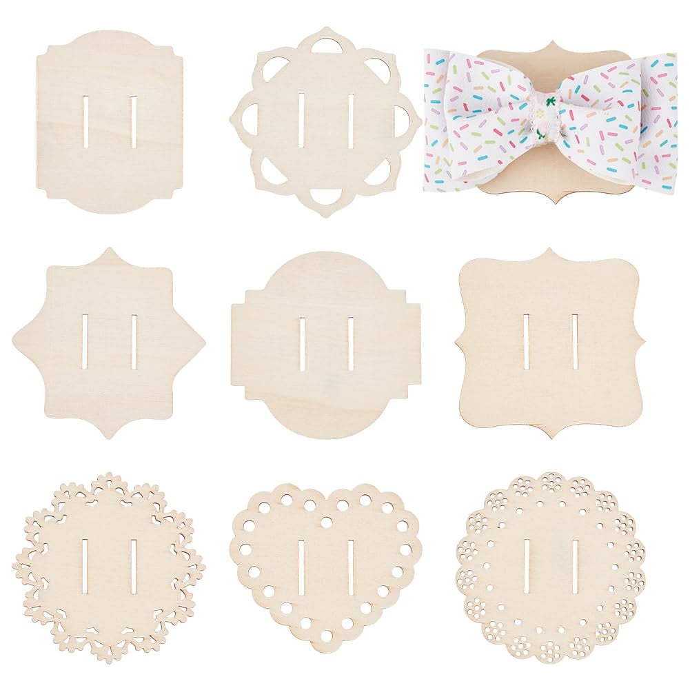 8 Pcs Wood Bow Display Card Hair Clip Display Cards Flower Heart ...