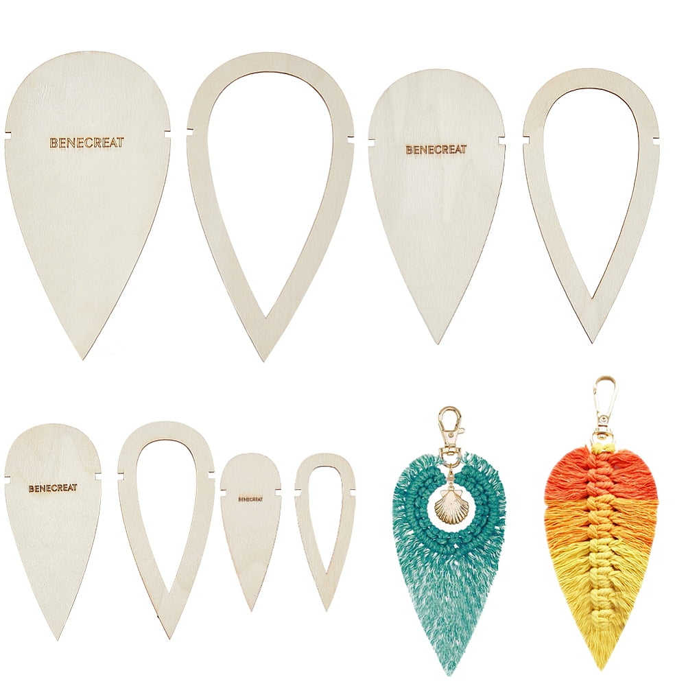 8 Pcs Wood Macrame Cutting Template Teardrop and Feather Molds Wall ...