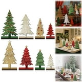 8 Pcs Wooden Christmas Trees Set, Glitter Farmhouse Decor, Tabletop ...