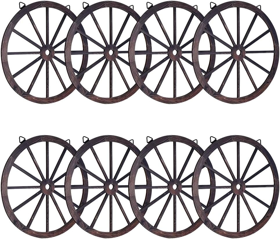 8 Pcs Wooden Wagon Wheel Wall Decor 8 Inches Wood Rural Wheel Wall ...