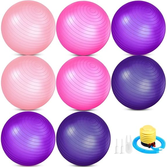 8 Pcs Yoga Exercise Ball Bulk 26 Inch with Inflatable Equipment Pilates ...