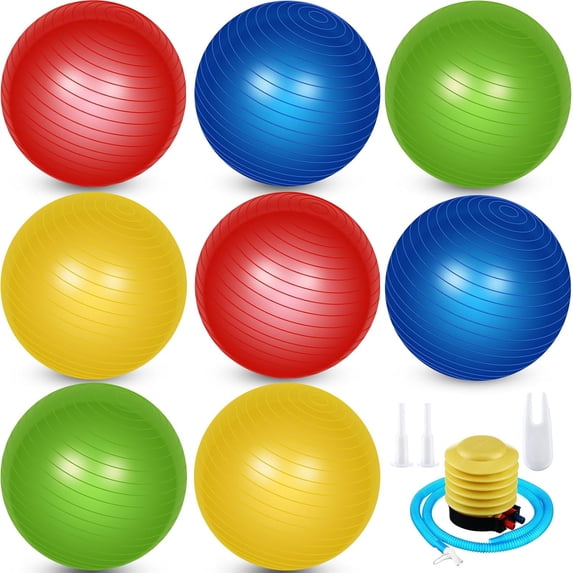8 Pcs Yoga Exercise Ball Bulk 26 Inch with Inflatable Equipment Pilates ...