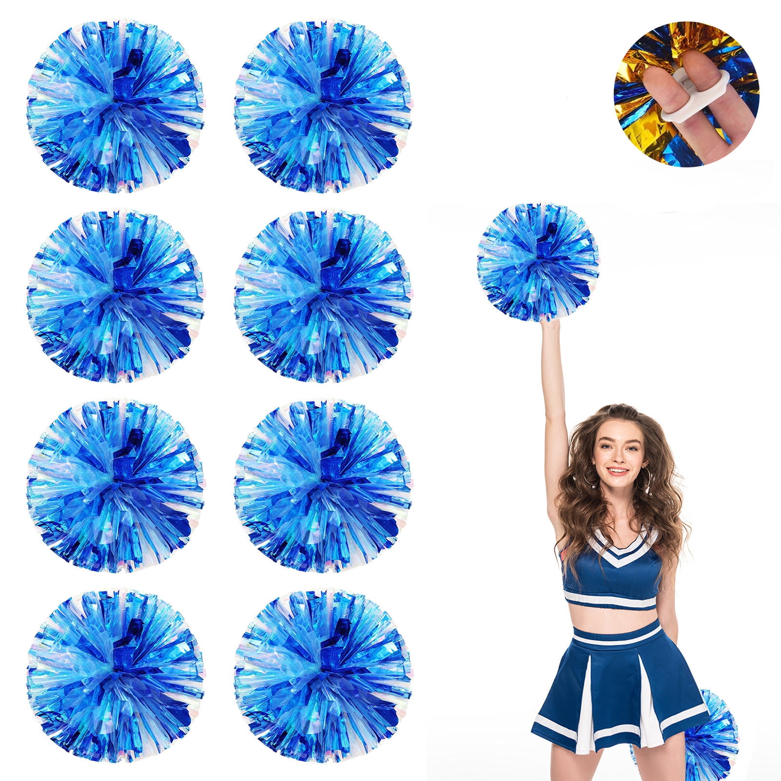 8 Pcs cheerleading poms,pom poms cheerleading with Finger Holes ...